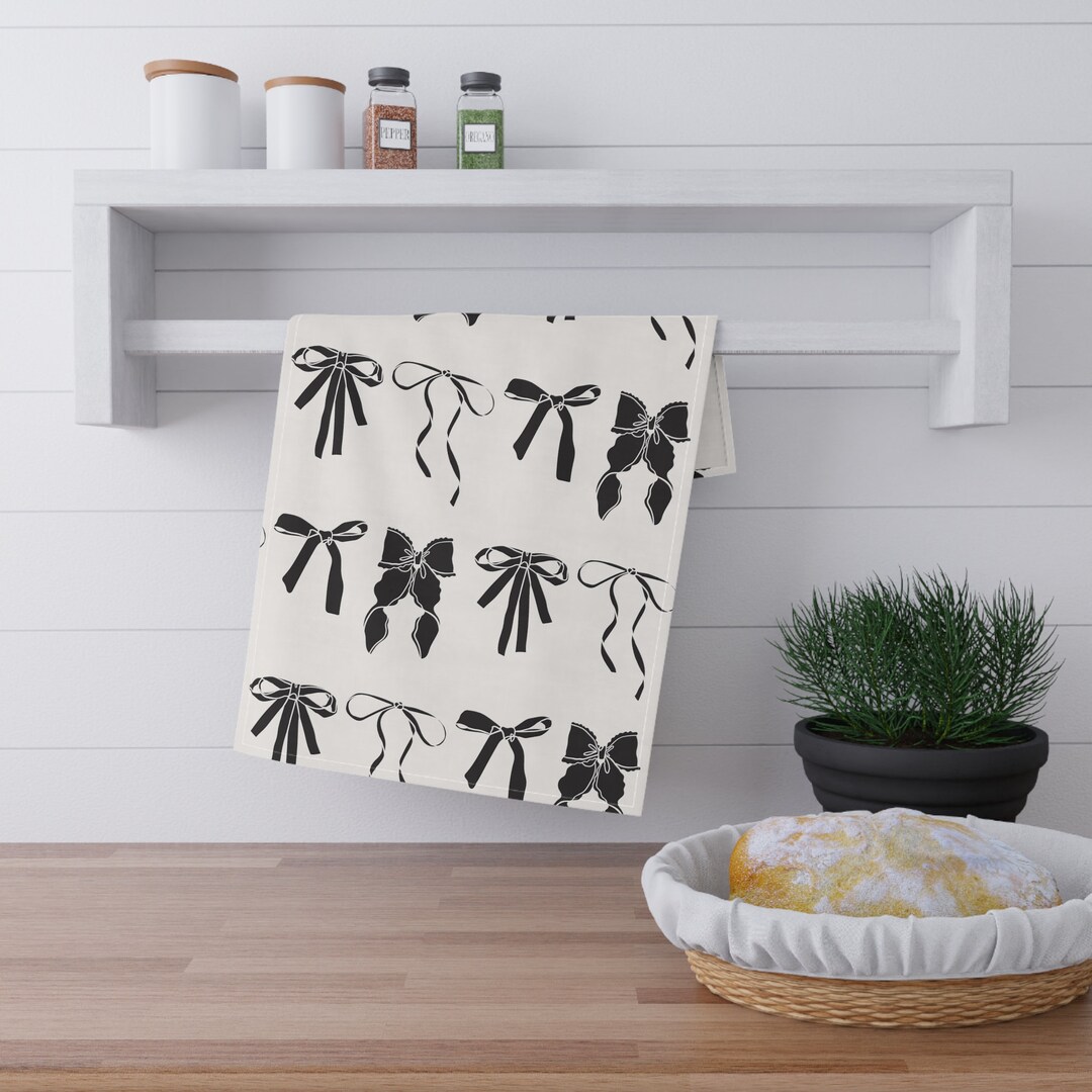 Bow Tea Towel Preppy Coquette Decor Grandmillenial Bow Aesthetic ...