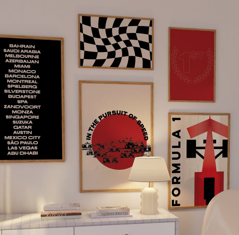 Gallery Wall Set Formula 1 Wall Art Game Room F1 Poster Digital, F1 ...