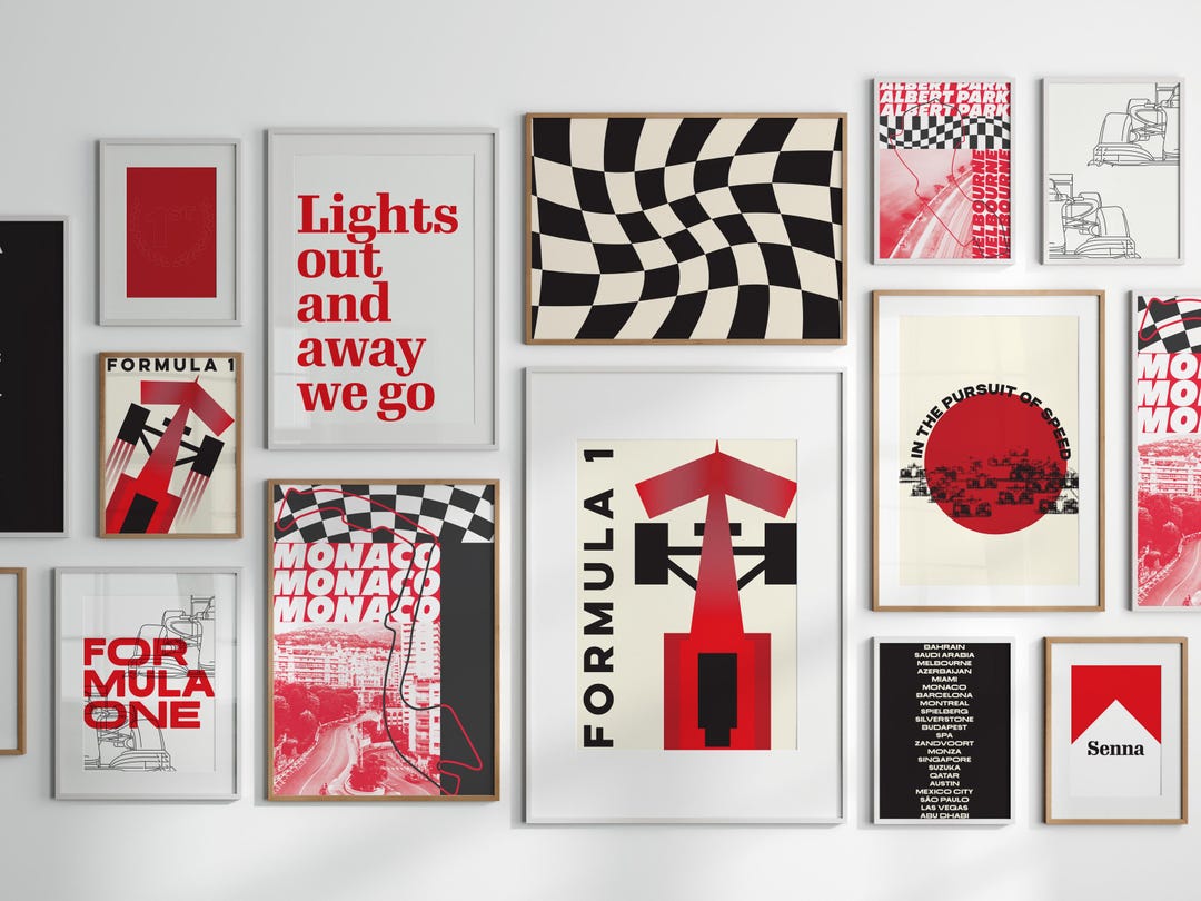 Gallery Wall Set Formula 1 Wall Art Game Room F1 Poster Digital, F1 ...