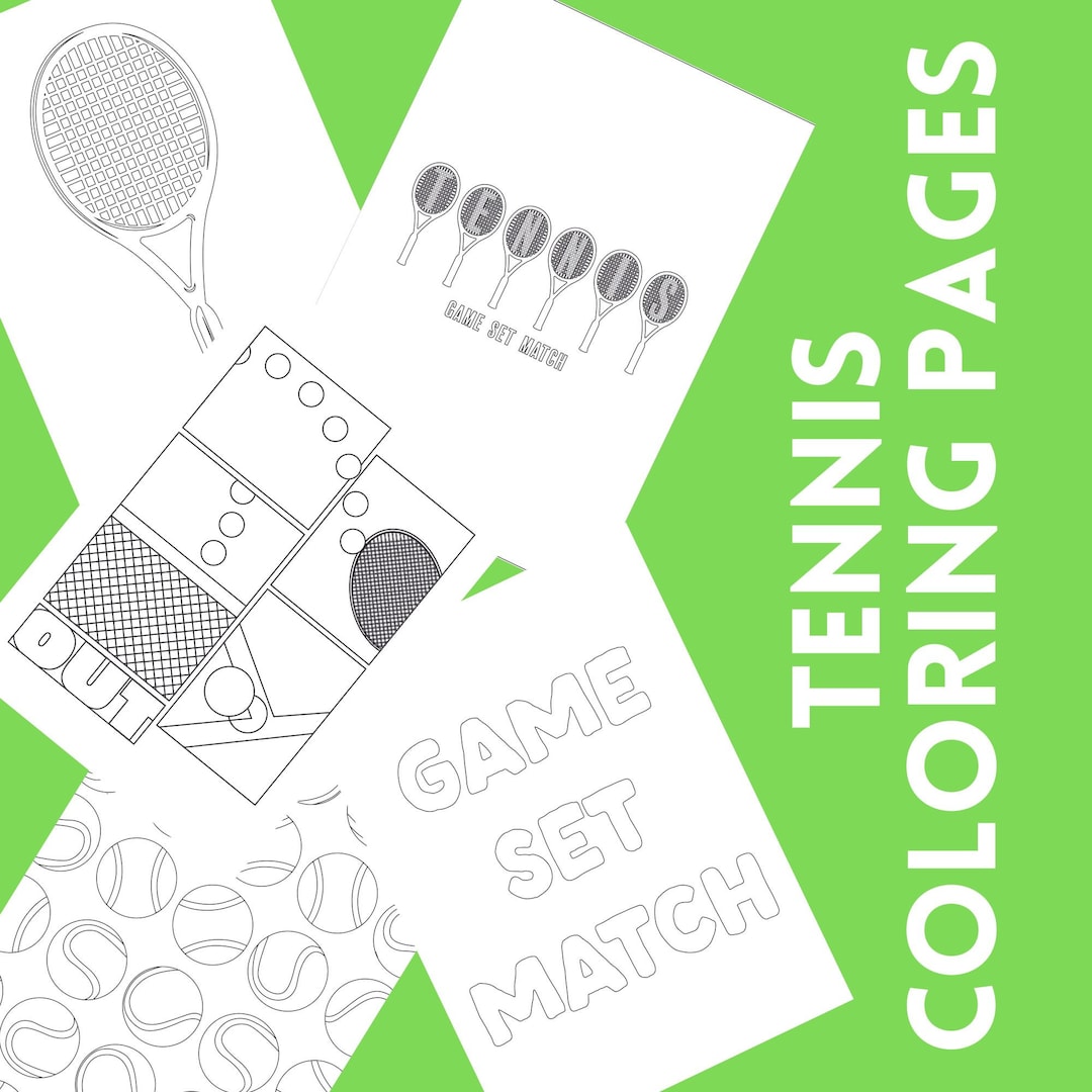 Coloring Pages Tennis Activity Sheet Tennis Poster Digital Gift for ...