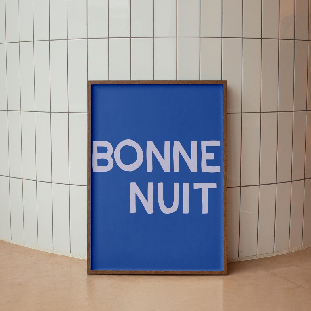 Good Night Print for Nursery Boy Blue Print Kids Bedroom Print French ...