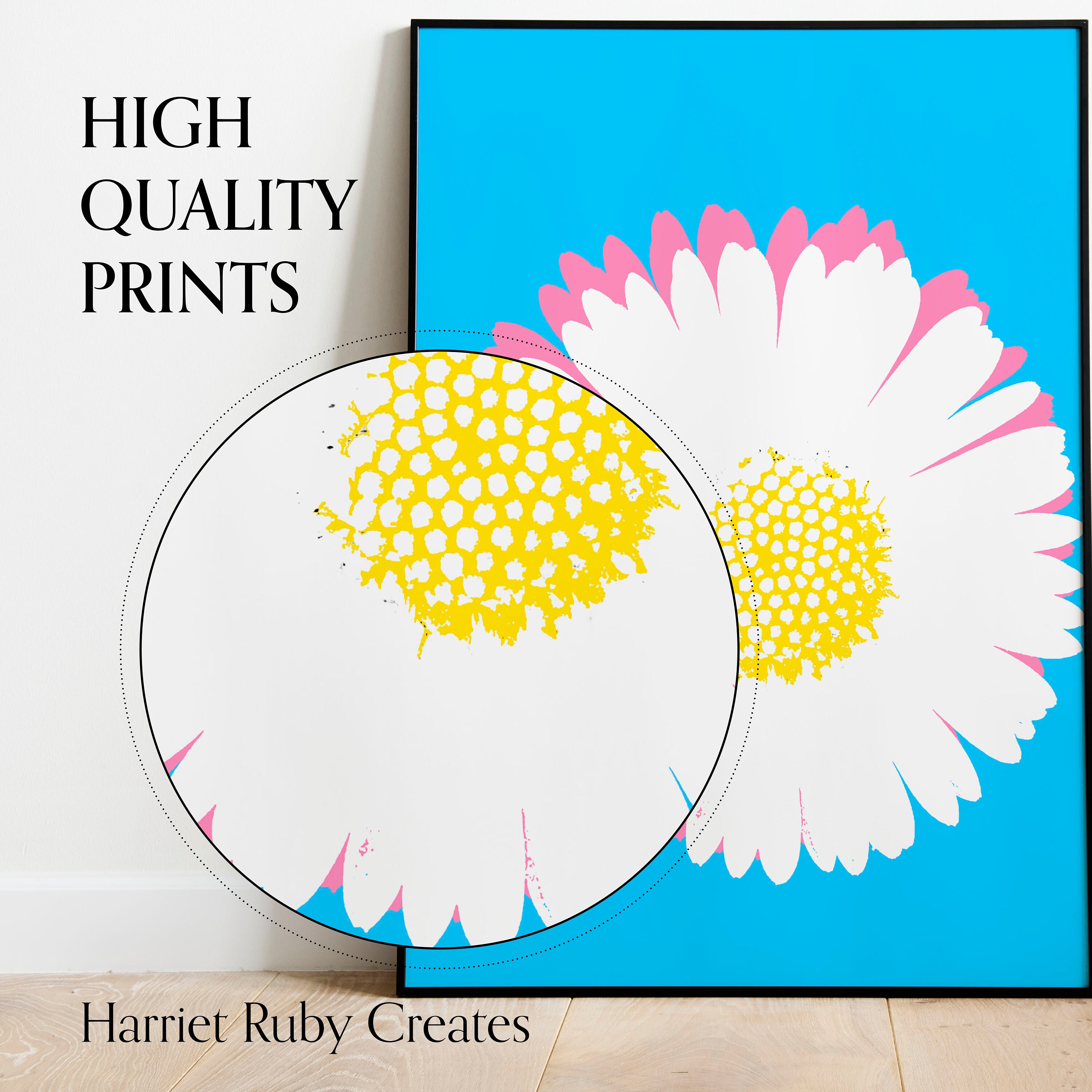 Wall Art Living Room 3 Piece Daisy Wall Art Prints Wall Art Trendy ...