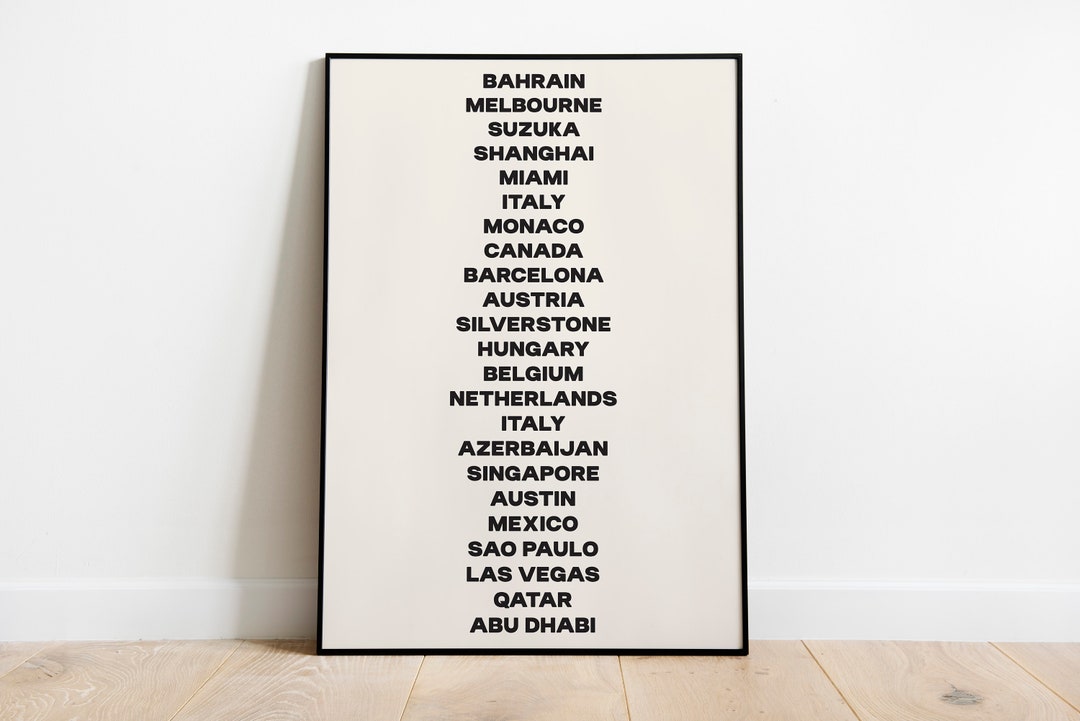 2024 Formula 1 Schedule Wall Art Game Room F1 Poster Digital, F1 Poster ...