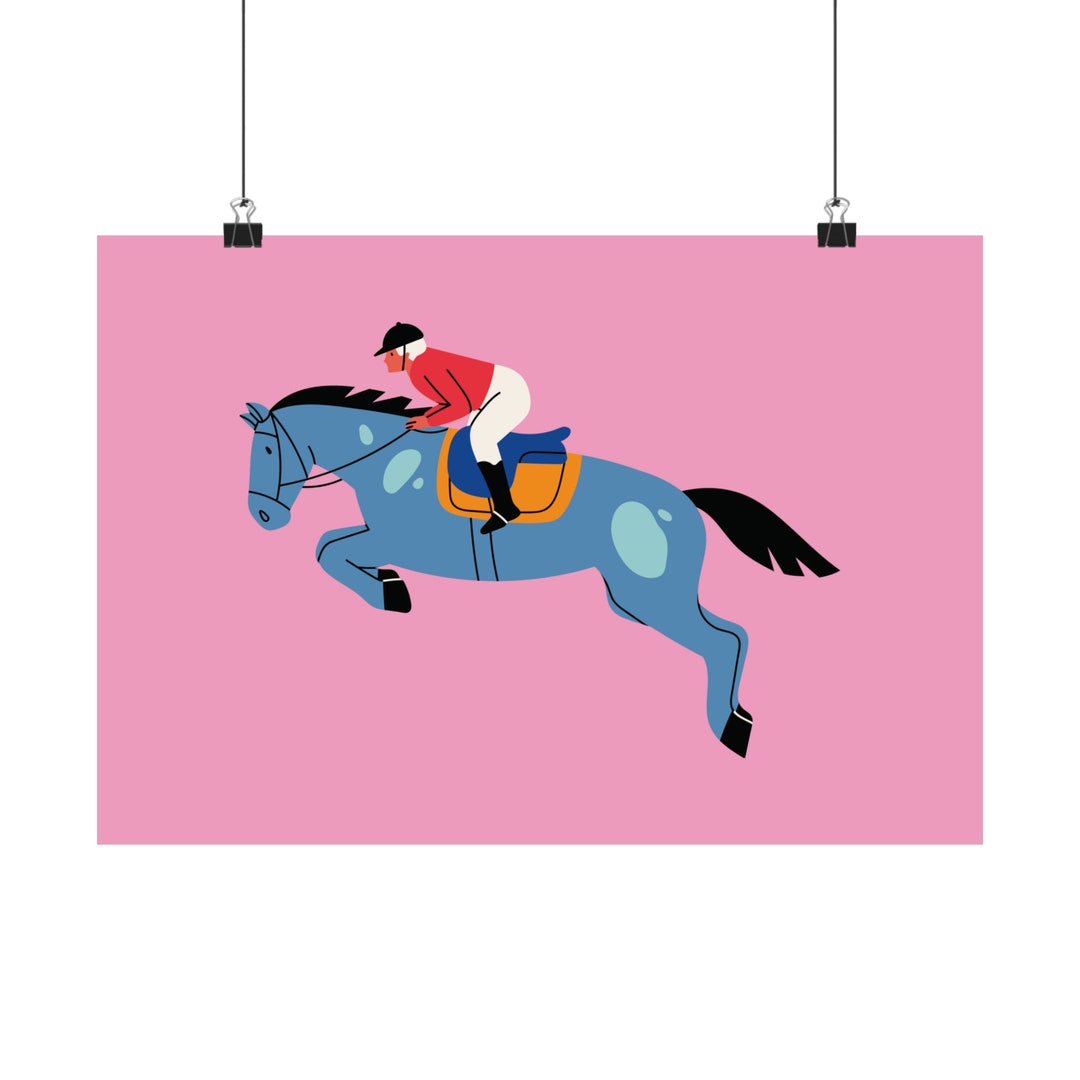 Wall Art Pink Horse Girl Poster Equestrian Wall Art for Horse Rider ...