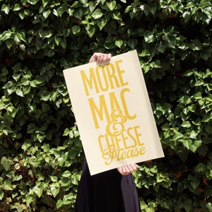Mac and Cheese Print for Kitchen Wall Art for Pasta Lover Gift Yellow ...