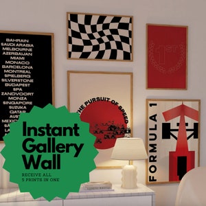 Gallery Wall Set Formula 1 Wall Art Game Room F1 Poster Digital, F1 ...
