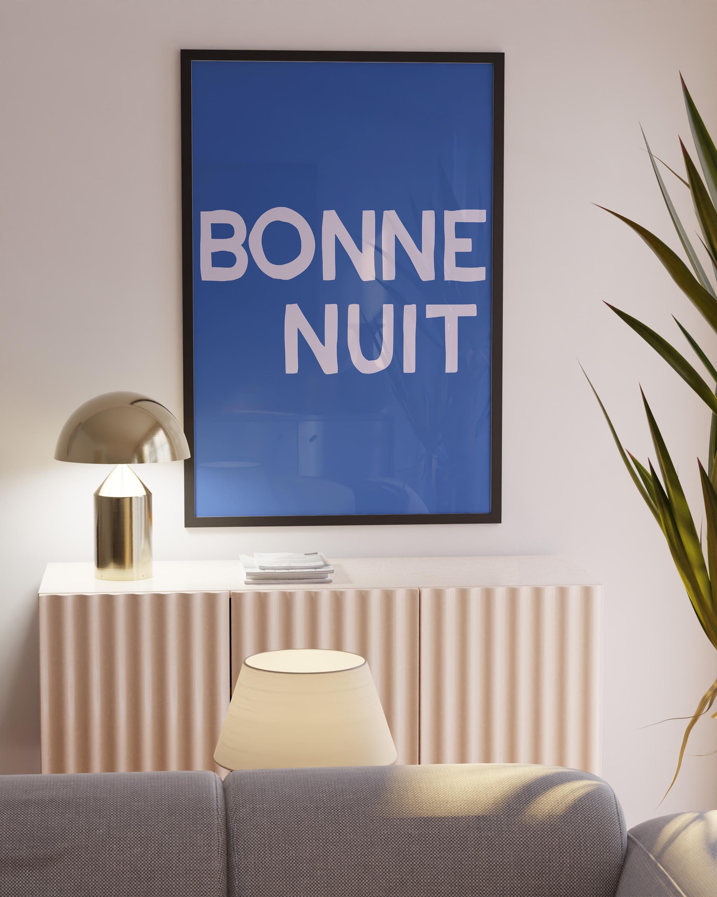 Good Night Print for Nursery Boy Blue Print Kids Bedroom Print French ...