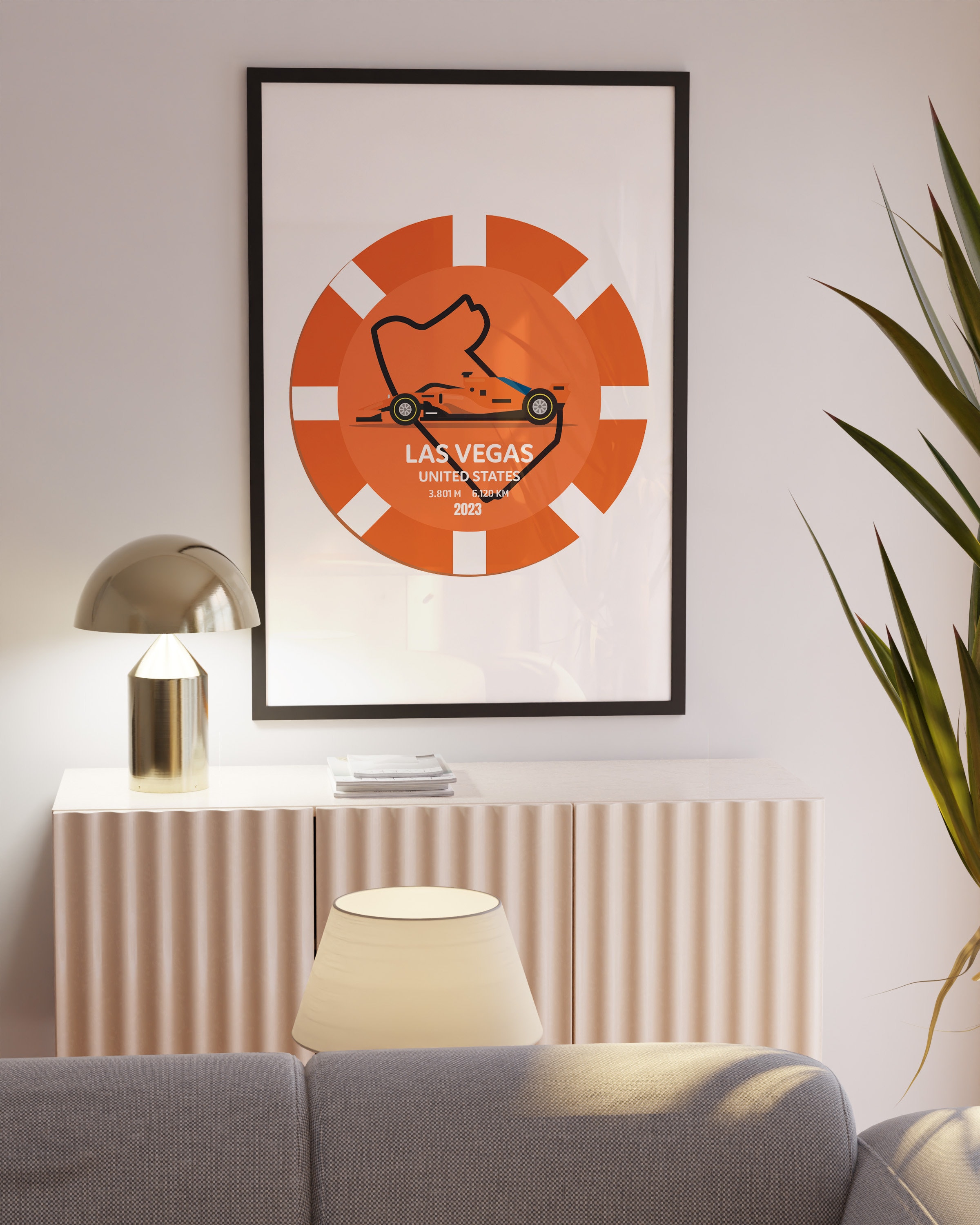 Formula 1 Wall Art Las Vegas F1 Poster for Game Room F1 Poster Orange ...