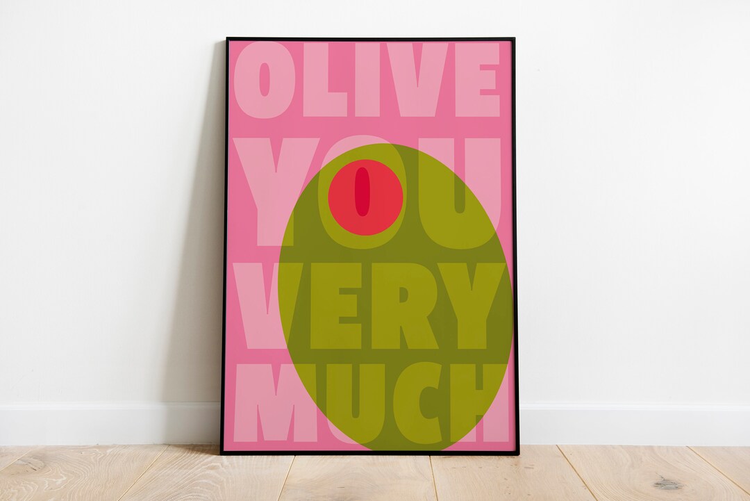 Olive You Print, Kitchen Decor, Fruit Art, Valentines Day Decor ...