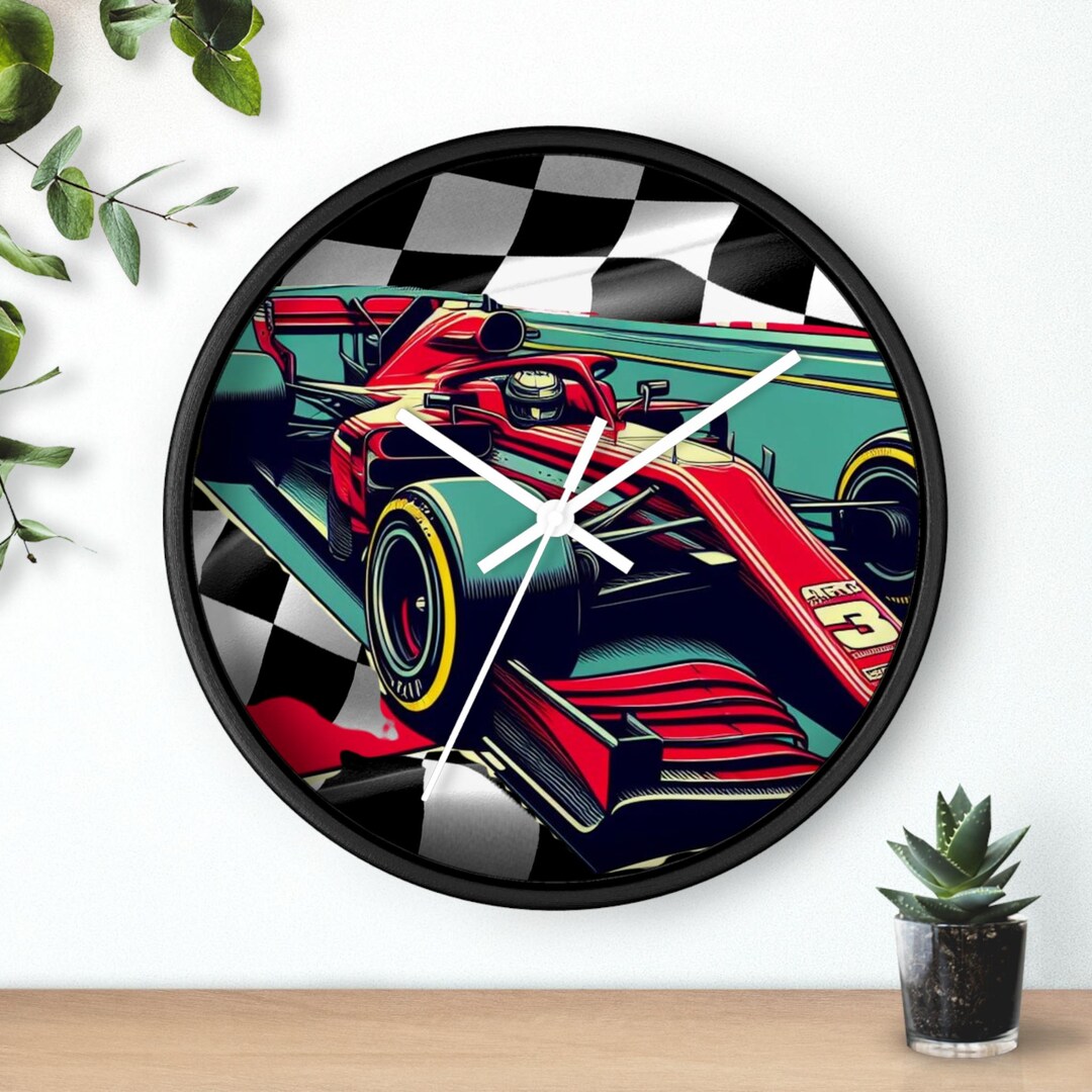 F1 Formula 1 Theme Wall Clock Automotive Art for Motorsport Fans Racing ...