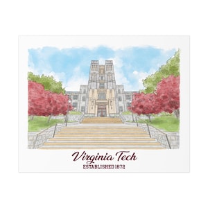 Virginia Tech Burruss Hall Watercolor Print - Etsy