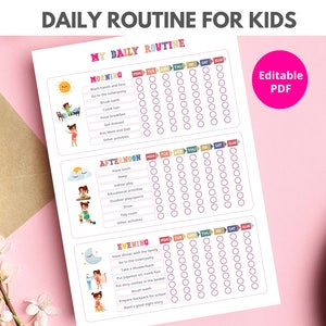 Printable Daily Routine for Kids | Editable Pdf - Etsy