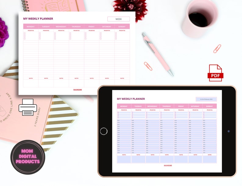 Printable Weekly Planner Editable Pdf - Etsy
