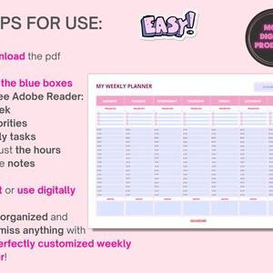 Printable Weekly Planner Editable Pdf - Etsy