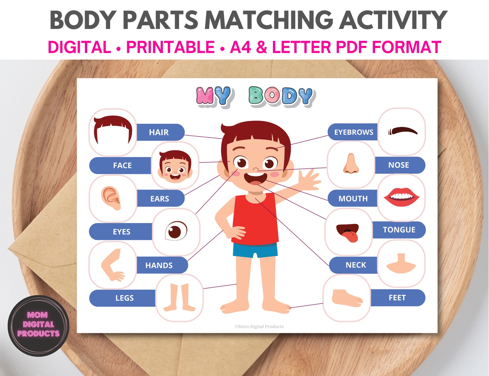 Body Parts Matching Activity, Toddler Busy Book Printable - Etsy