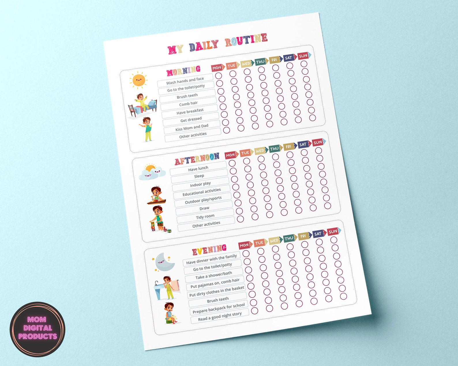 Printable Daily Routine for Kids Editable Pdf - Etsy