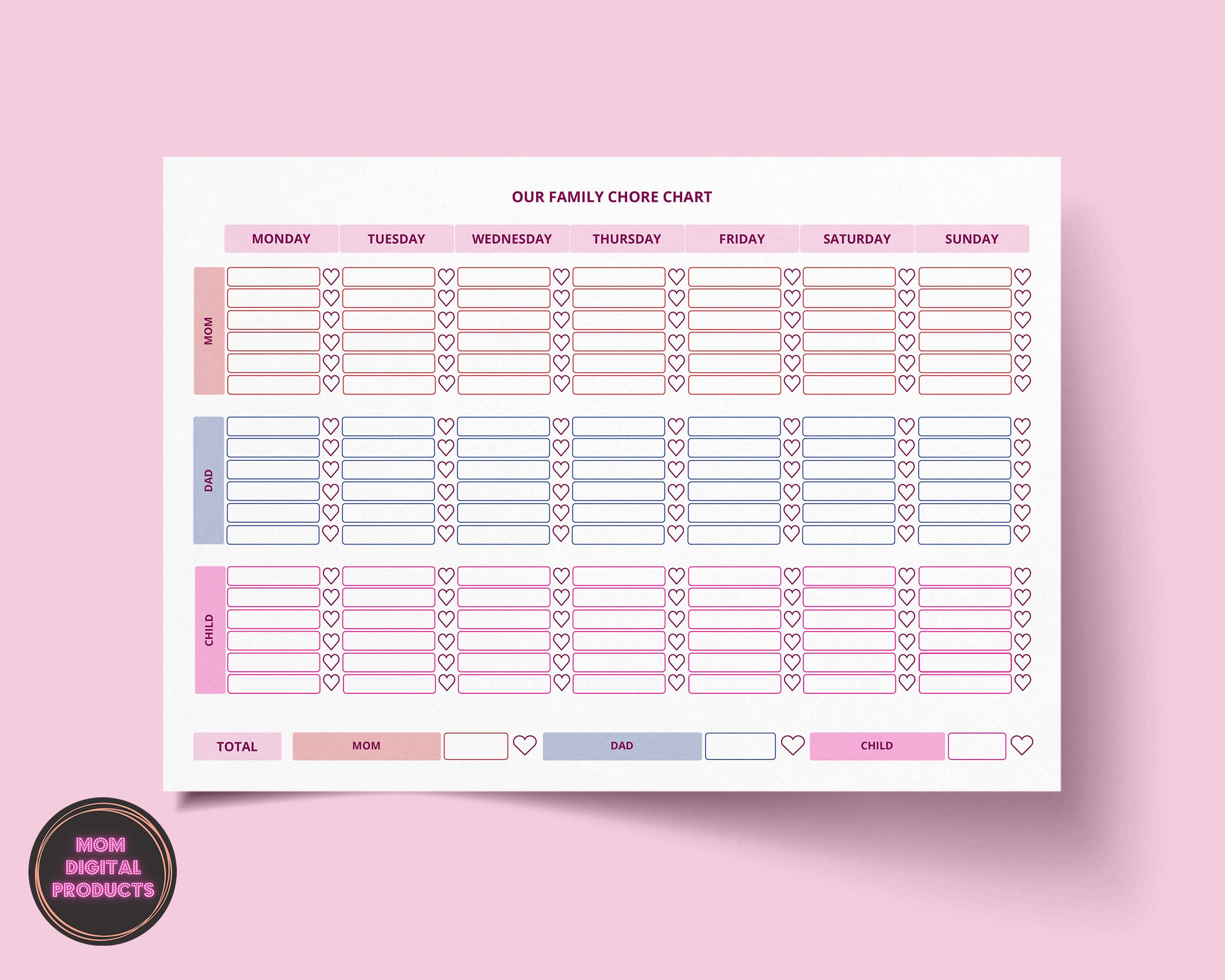 Family Chore Chart, Editable Pdf, Printable Pdf - Etsy