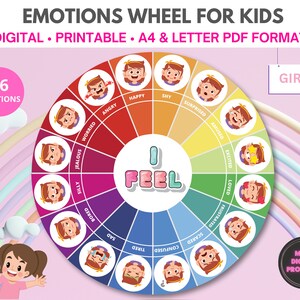 Emotions Wheel for Kids, Emotions Printable - Etsy