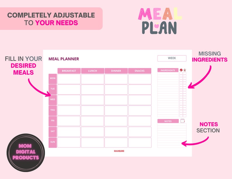 Printable Meal Planner Editable Pdf - Etsy