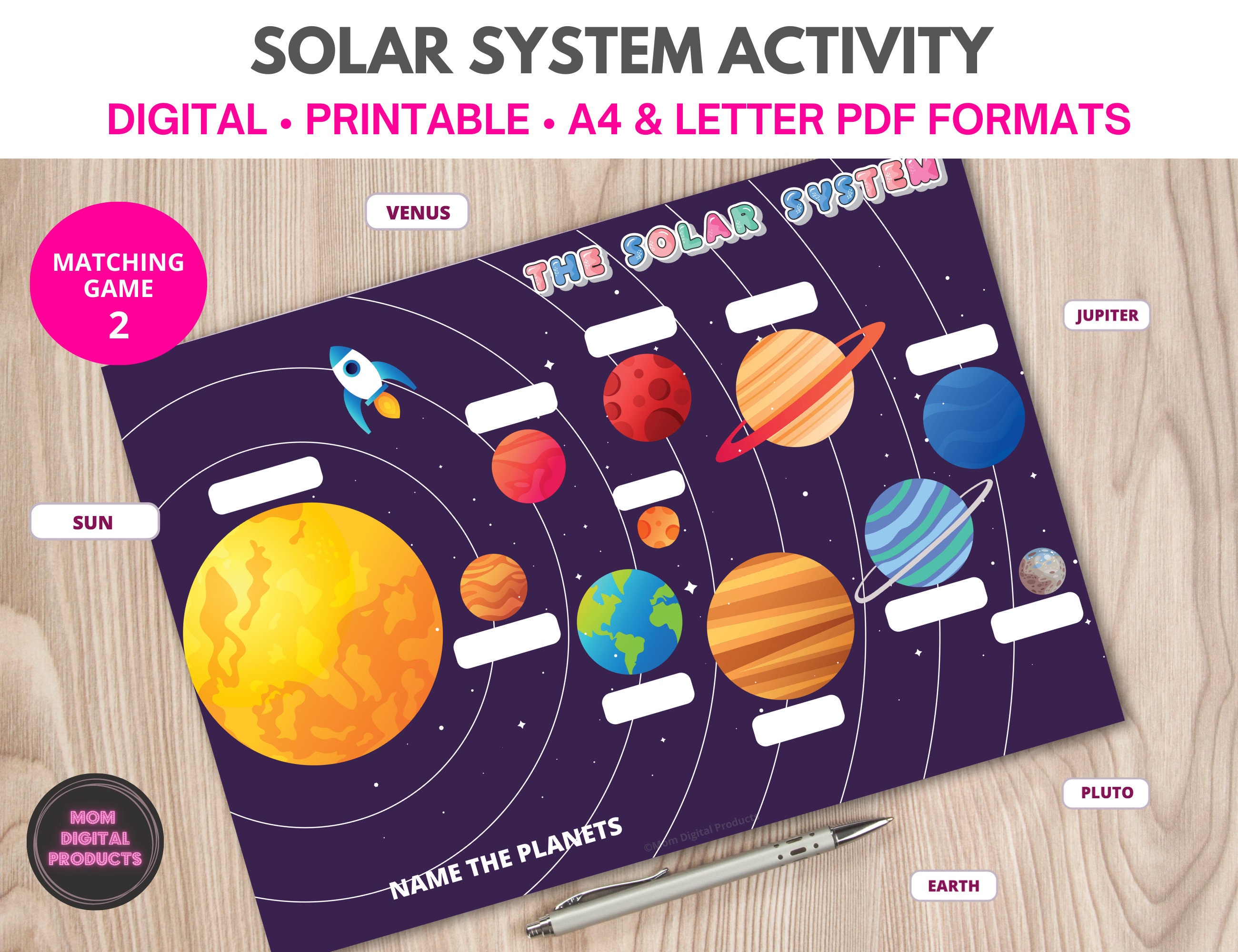 Solar System Matching Activity, Toddler Busy Book Printable - Etsy