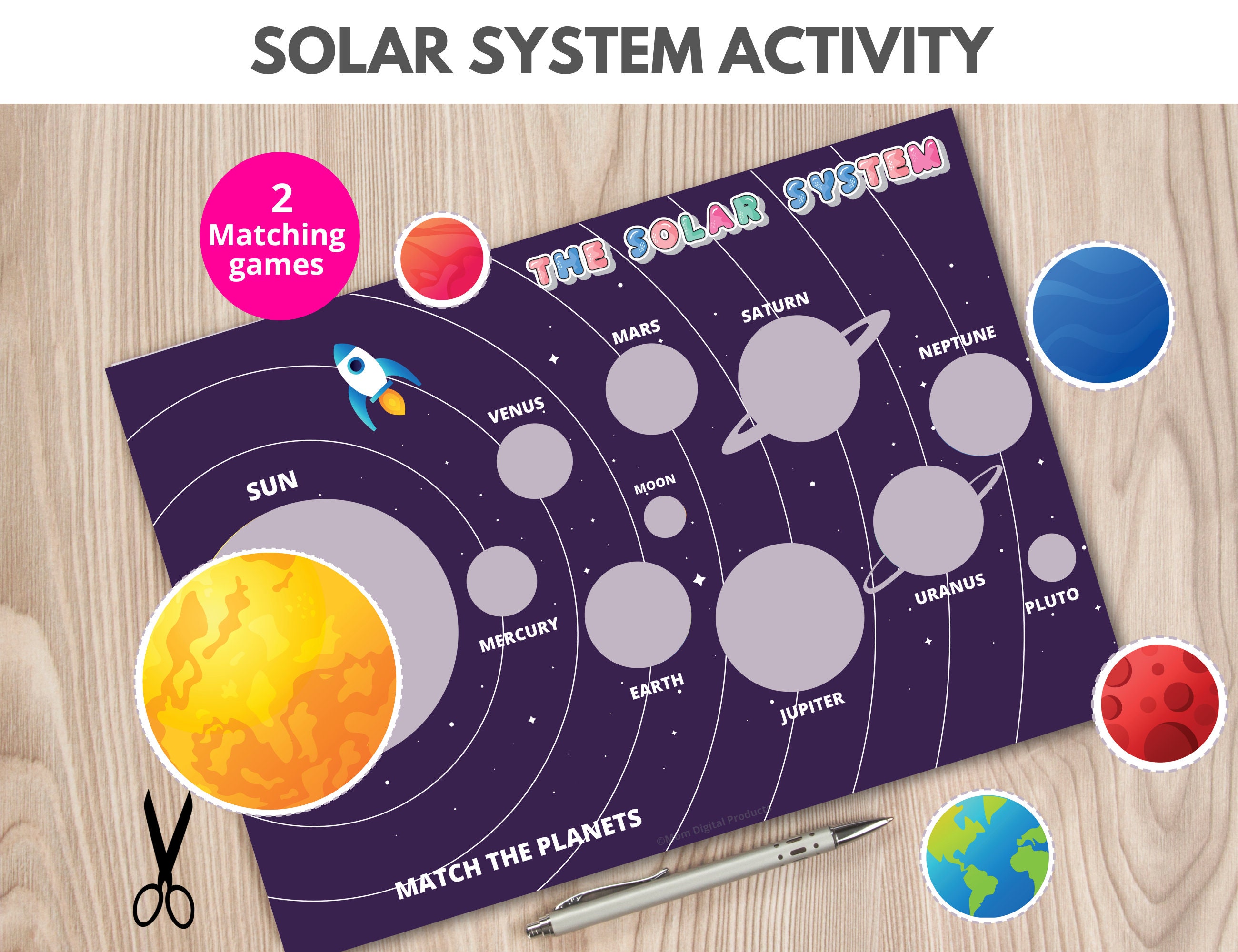 Solar System Matching Activity, Toddler Busy Book Printable - Etsy