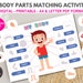 Body Parts Matching Activity, Toddler Busy Book Printable - Etsy