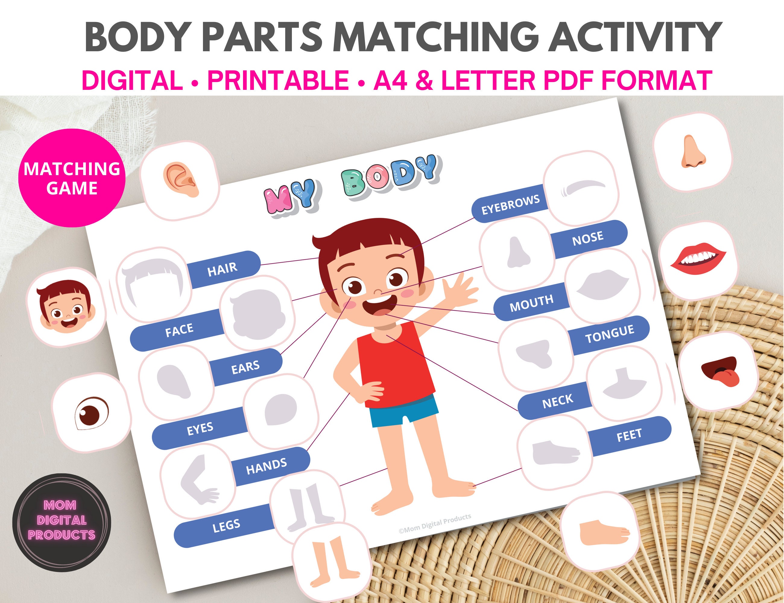 Body Parts Matching Activity, Toddler Busy Book Printable - Etsy