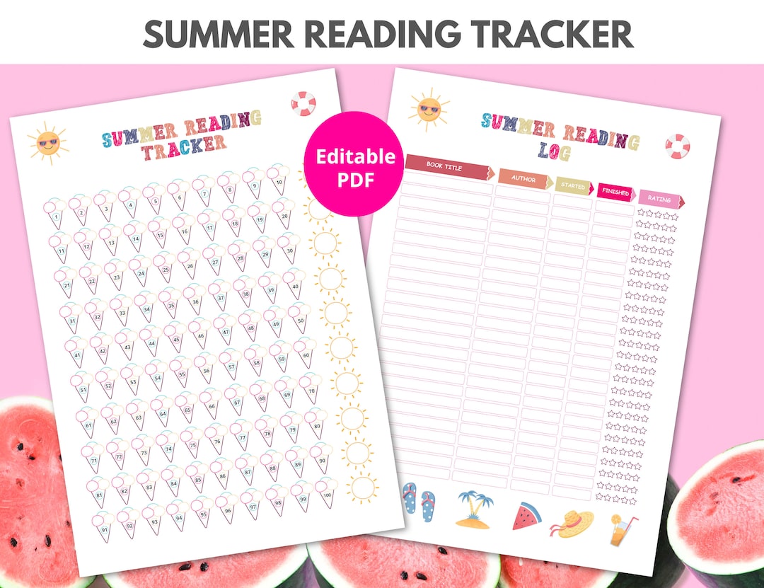 Kids Summer Reading Tracker | Fun Reading Chart (printable PDF) - Etsy