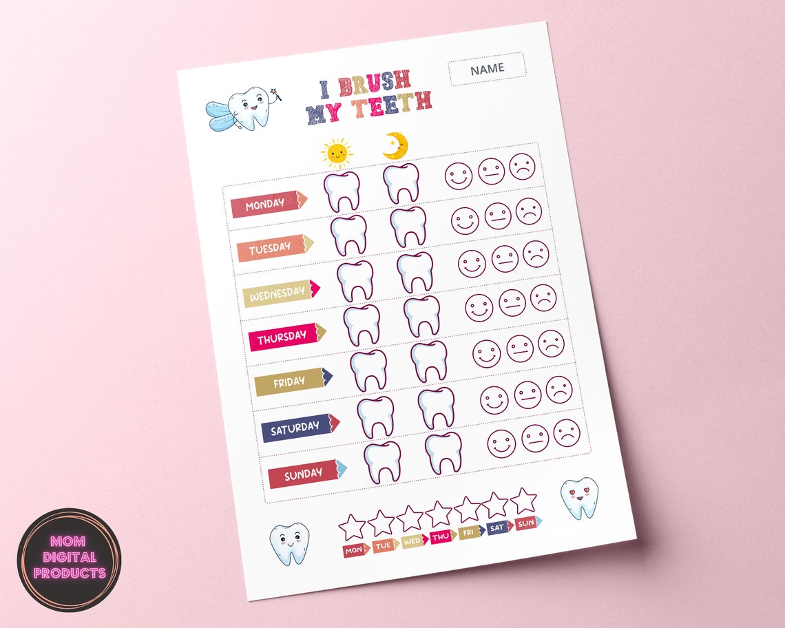 Printable Teeth Brushing Chart Editable Pdf - Etsy