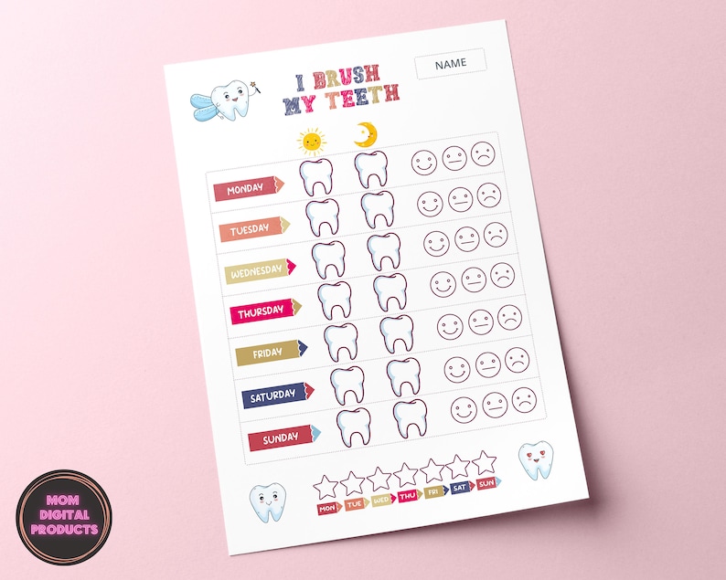 Printable Teeth Brushing Chart Editable Pdf - Etsy