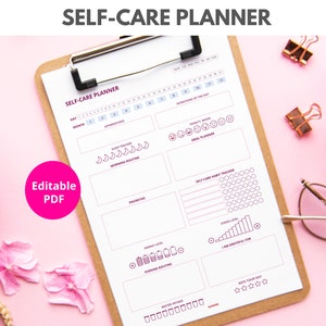 Self Care Planner, Editable Pdf Planner, Wellness Journal - Etsy