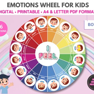 Emotions Wheel for Kids, Emotions Printable - Etsy