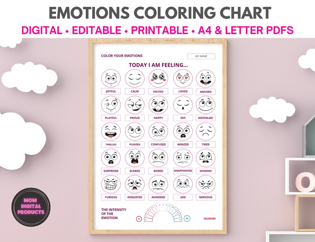 Emotions Coloring Chart - Etsy