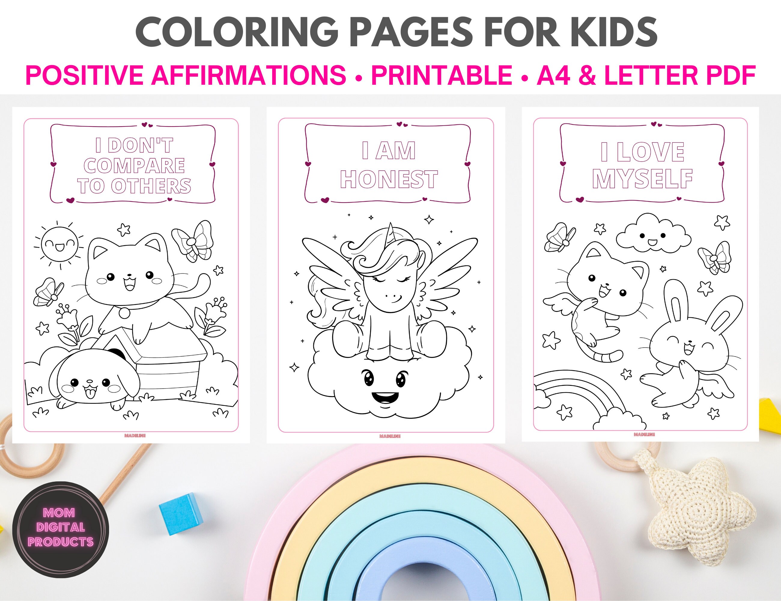 Affirmations Coloring Pages for Kids - Etsy