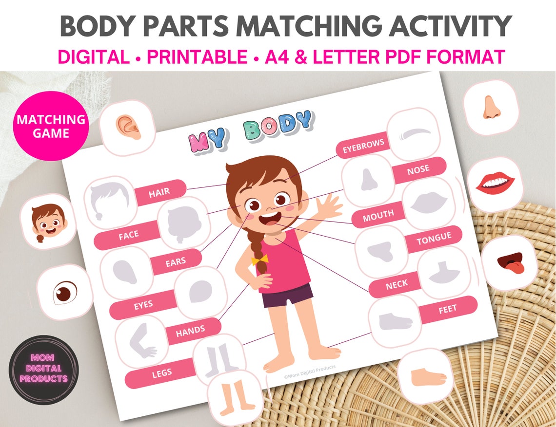 Body Parts Matching Activity, Toddler Busy Book Printable - Etsy