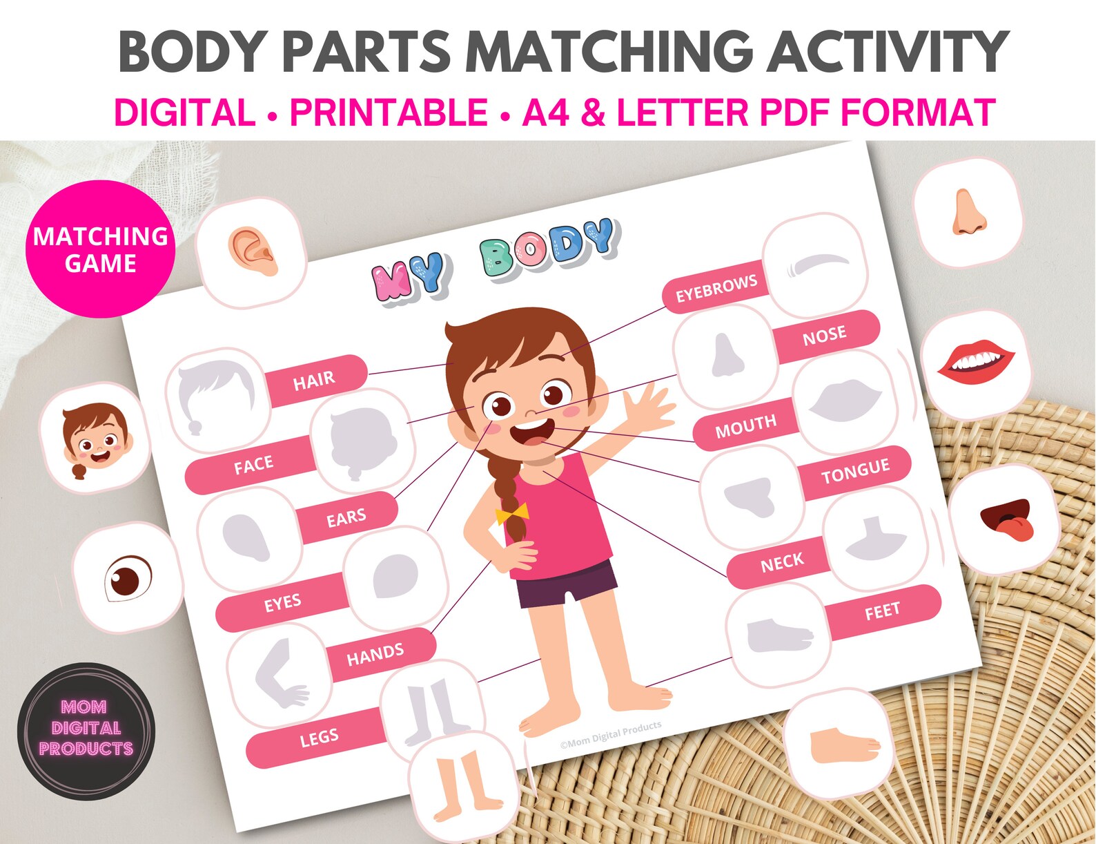 Body Parts Matching Activity, Toddler Busy Book Printable - Etsy