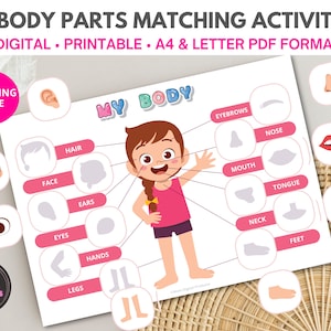 Body Parts Matching Activity, Toddler Busy Book Printable - Etsy