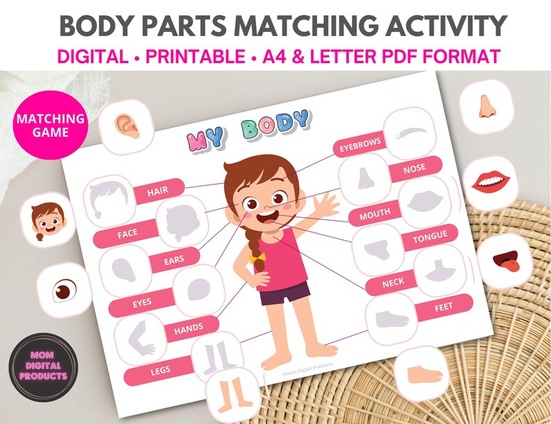 Body Parts Matching Activity, Toddler Busy Book Printable - Etsy