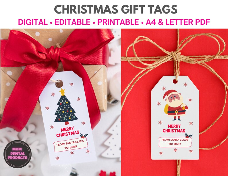 Printable Christmas Gift Tags Editable Pdf - Etsy