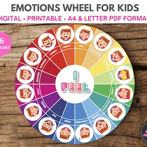 Emotions Wheel for Kids, Emotions Printable - Etsy