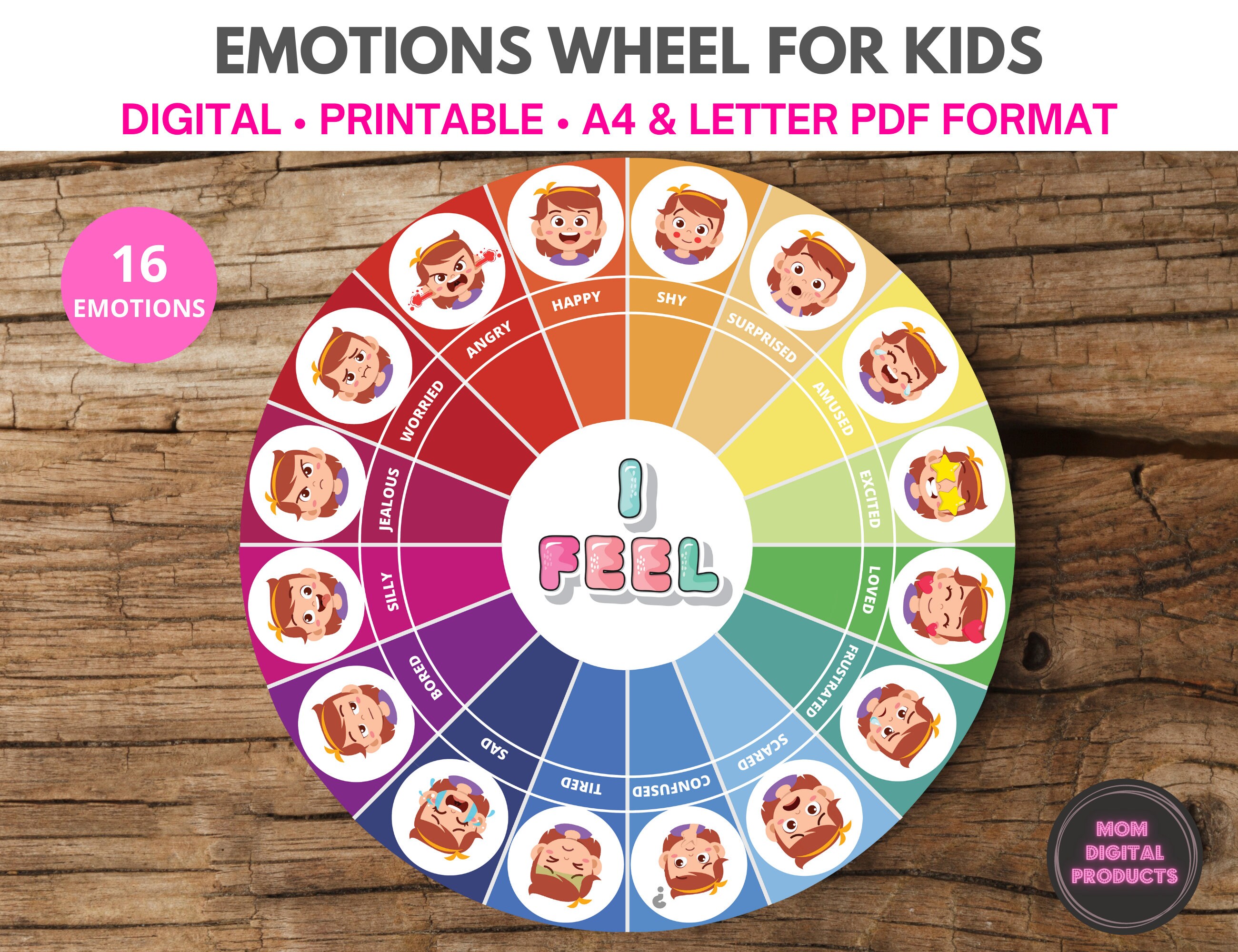 Emotions Wheel for Kids, Emotions Printable - Etsy