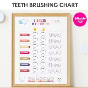 Printable Teeth Brushing Chart | Editable Pdf - Etsy