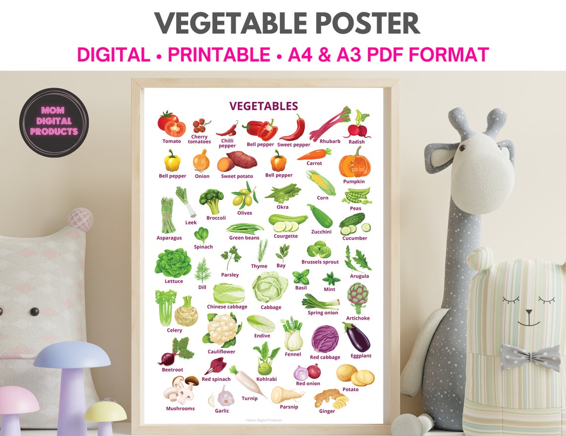 Vegetables Poster Montessori Poster Educational Poster - Etsy