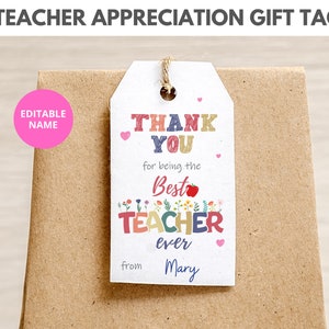 Teacher Appreciation Gift Tag, Editable Gift Tag, Editable Pdf - Etsy