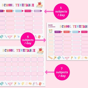 School Timetable| Editable Pdf - Etsy