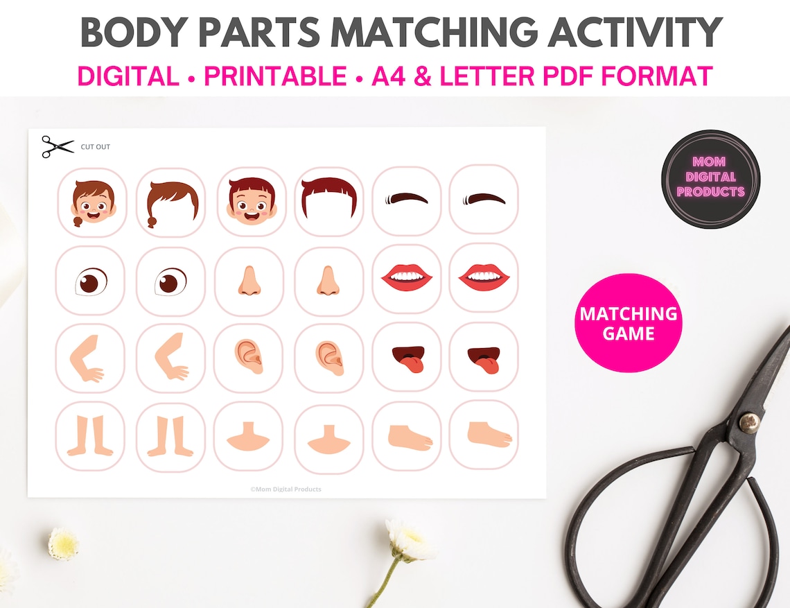 Body Parts Matching Activity, Toddler Busy Book Printable - Etsy