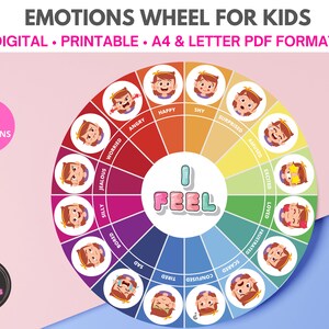 Emotions Wheel for Kids, Emotions Printable - Etsy