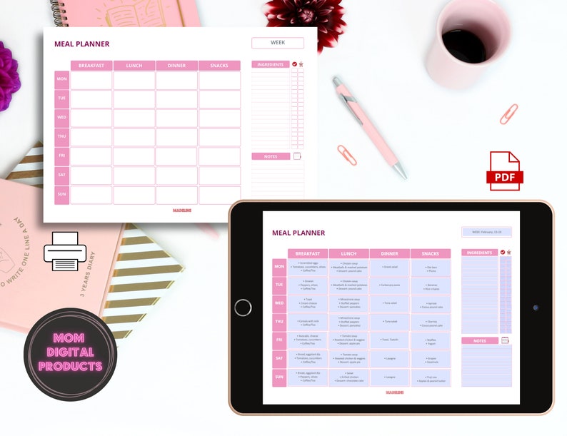 Printable Meal Planner Editable Pdf - Etsy