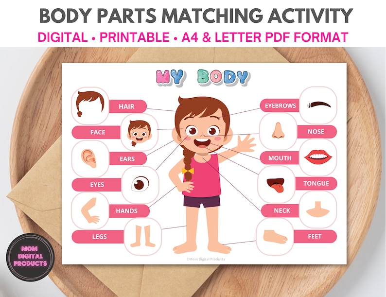 Body Parts Matching Activity, Toddler Busy Book Printable - Etsy