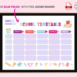School Timetable Editable Pdf - Etsy